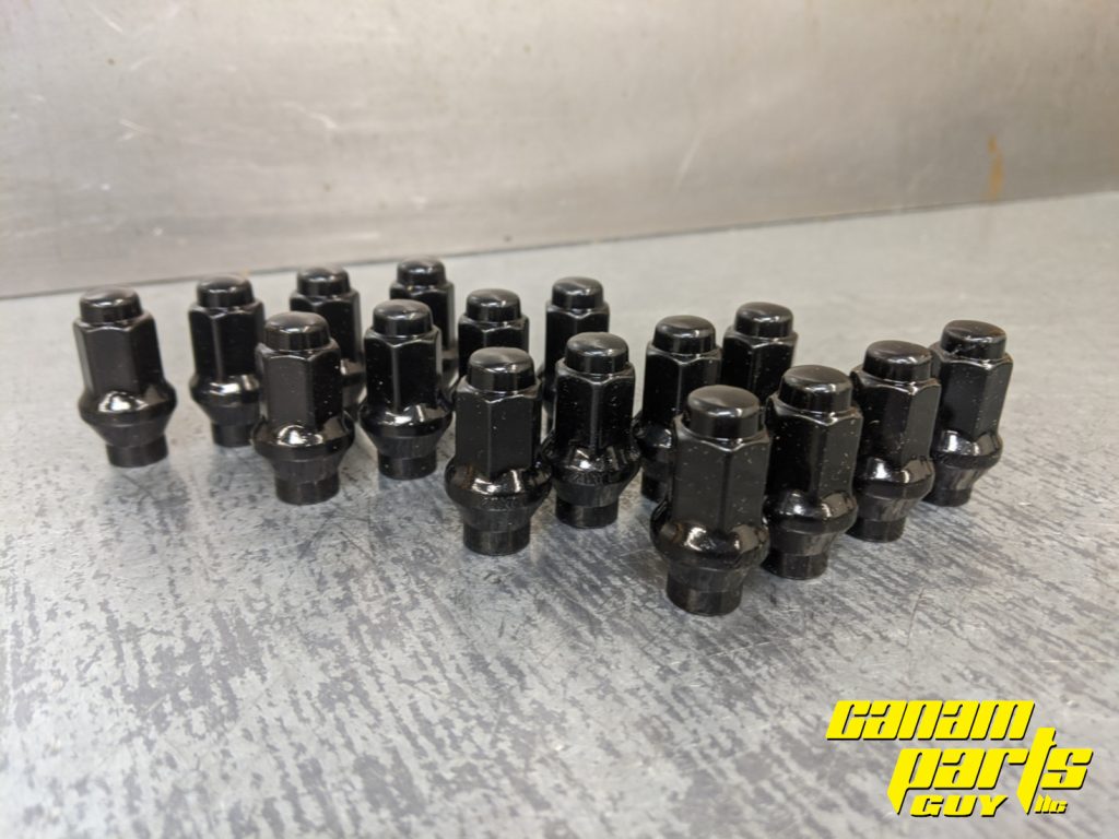 SET OF 16 Black M10 ET Extended Thread Beveled Tapered Lug Nuts - Canam Parts Guy