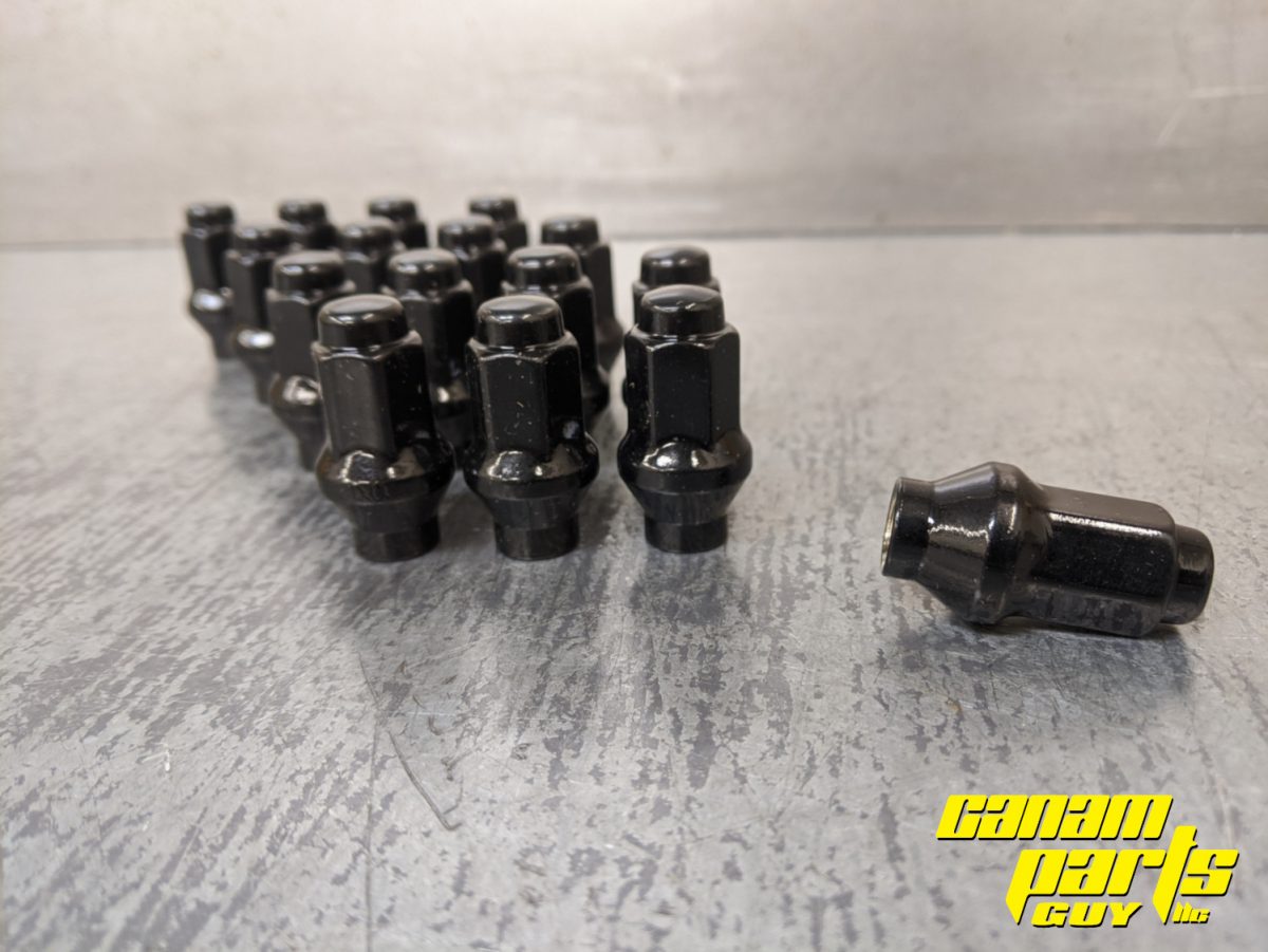 SET OF 16 Black M10 ET Extended Thread Beveled Tapered Lug Nuts - Canam Parts Guy