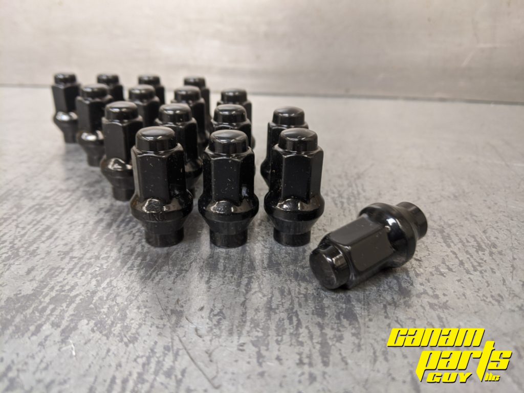 SET OF 16 Black M10 ET Extended Thread Beveled Tapered Lug Nuts - Canam Parts Guy