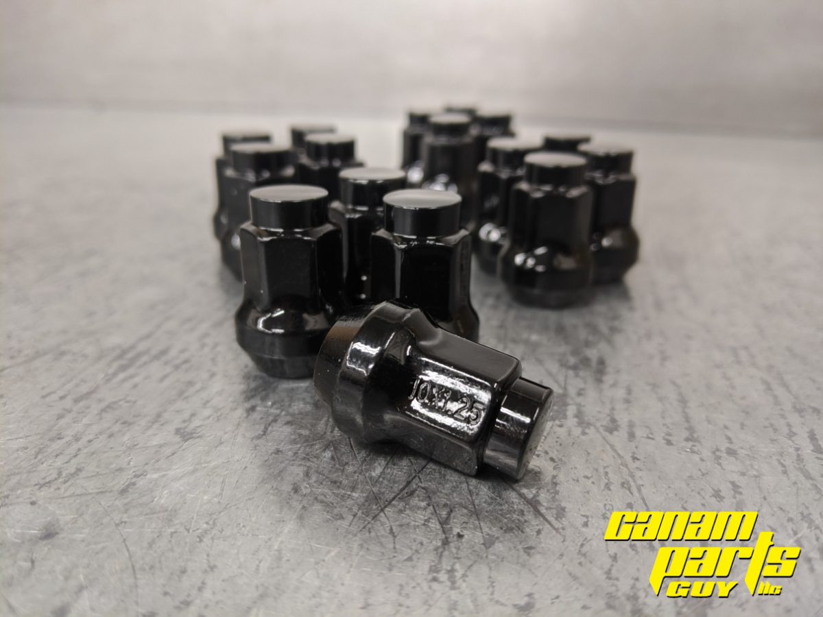 M10 Black Lug Nut Set of 16 14mm head Tapered Seat - Canam Parts Guy